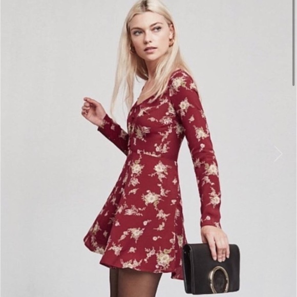 Reformation | Dresses | Reformation Red Floral Emmy Dress | Poshmark